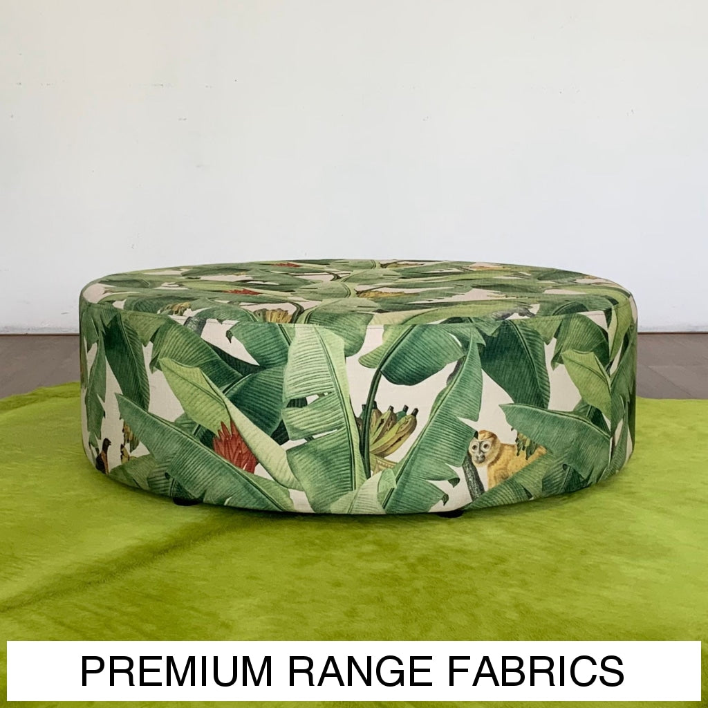 100CM ROUND OTTOMAN | PREMIUM RANGE FABRICS | MULTIPLE SIZES AND OPTIO ...