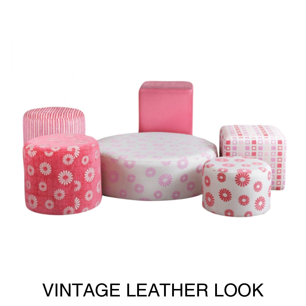 ACCENT OTTOMANS ROUND SELECTION | VINTAGE LEATHER LOOK VINYL | MULTIPL ...